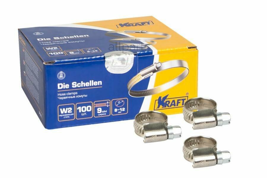 KRAFT KT880400 хомут червячный (нержавеющая сталь) 8 - 12 ММ