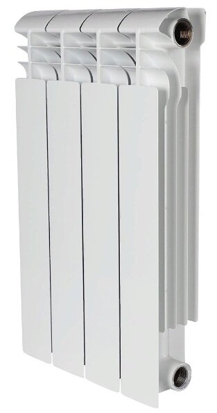 STOUT VEGA 500 4 секции (84мм) Радиатор биметаллический боковое подключение (белый RAL 9016) боковое 1 дюйм