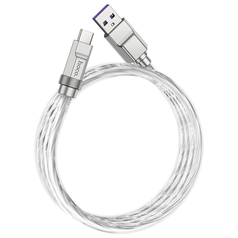 USB Кабель Type-C, HOCO, U113, 100W, 1м, силиконовый, серебряный