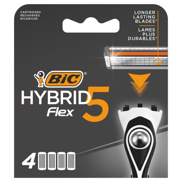Кассеты BIC Flex 5 Hybrid 4 шт - сменные картриджи для бритья, совместимость с системой