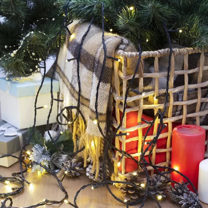 Гирлянда нить 20 м, IP20, тёмная нить, 200 LED, свечение тёплое белое, 8 режимов, 220 В 3556813