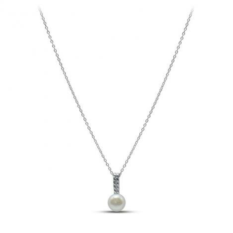 Колье, серебро, 925 проба, родирование, жемчуг культивированный