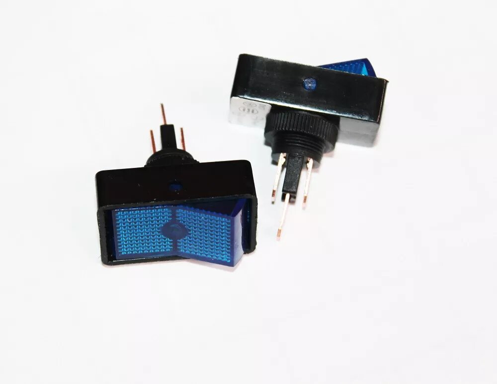 ВК клавиша ON-OFF (2-х поз.) Автоэлектроника 12В-20А (ASW-11D) синий индикатор, 2 шт