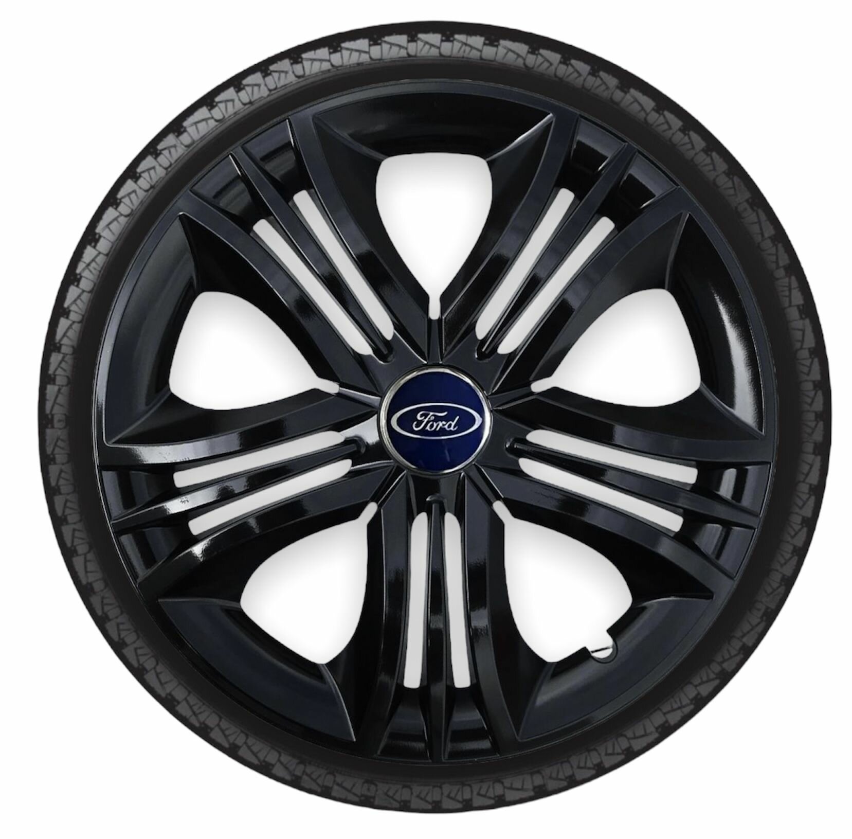 Автомобильные колпаки на диски Jestic ФАН черный форд R15", в комплекте 4 колпака