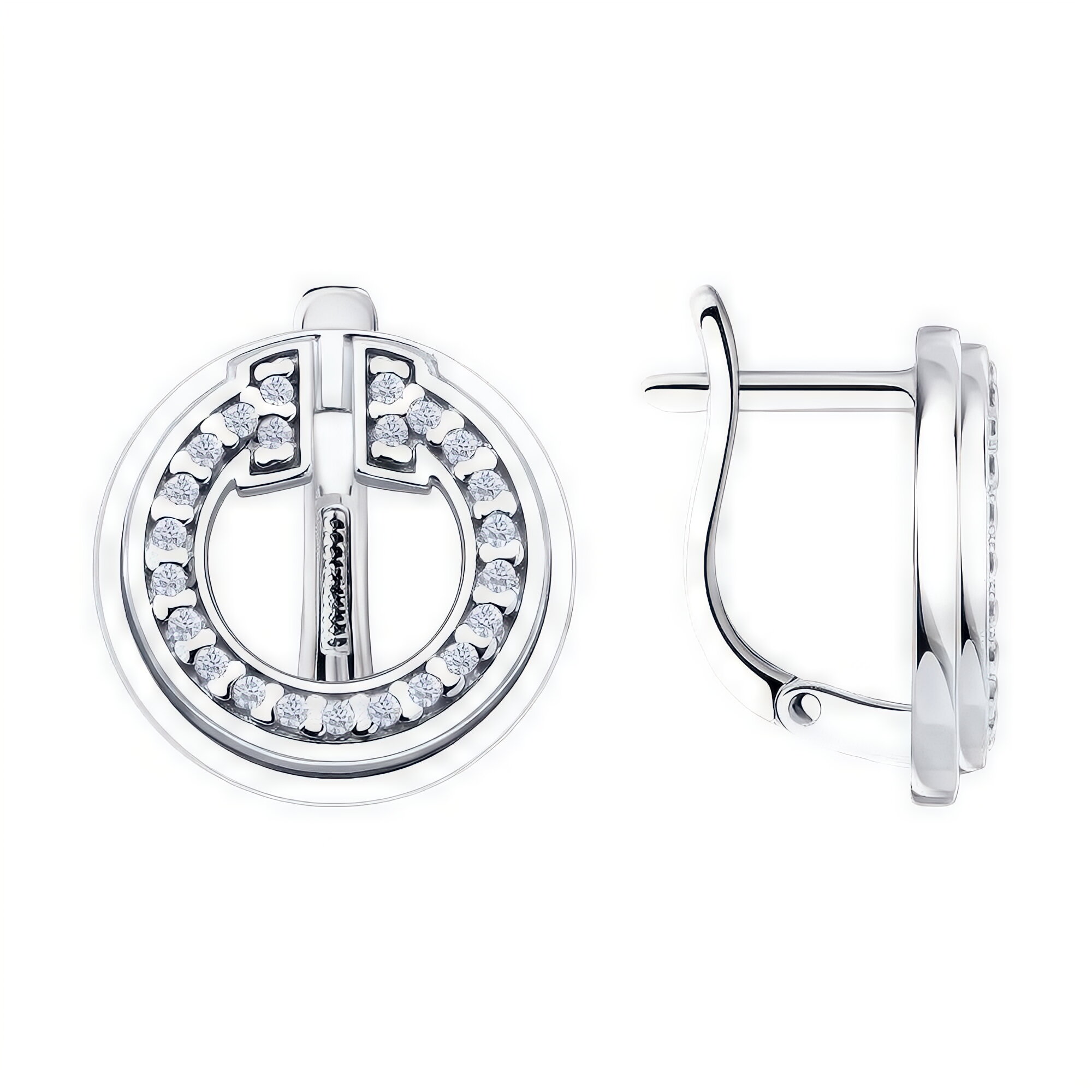 Серьги, серебро, 925 проба, родирование, фианит