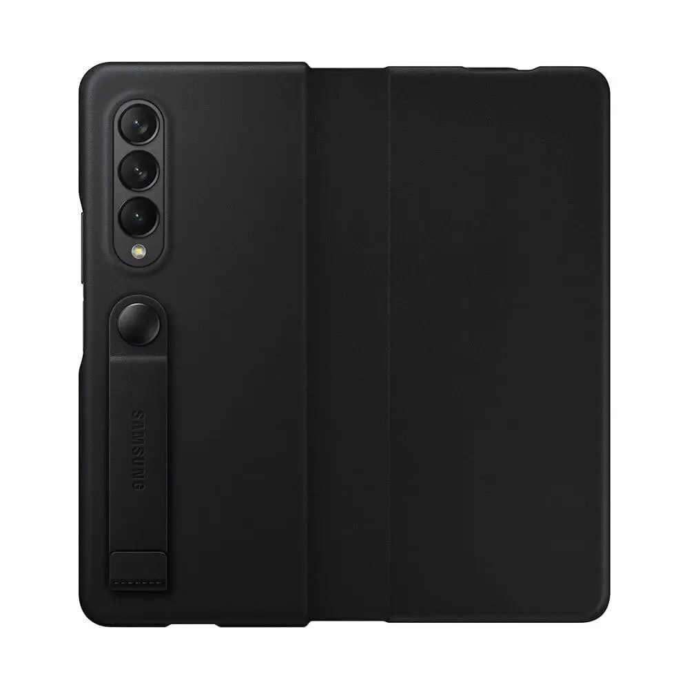 Откидной кожаный чехол Samsung Galaxy Z Fold 3, черный