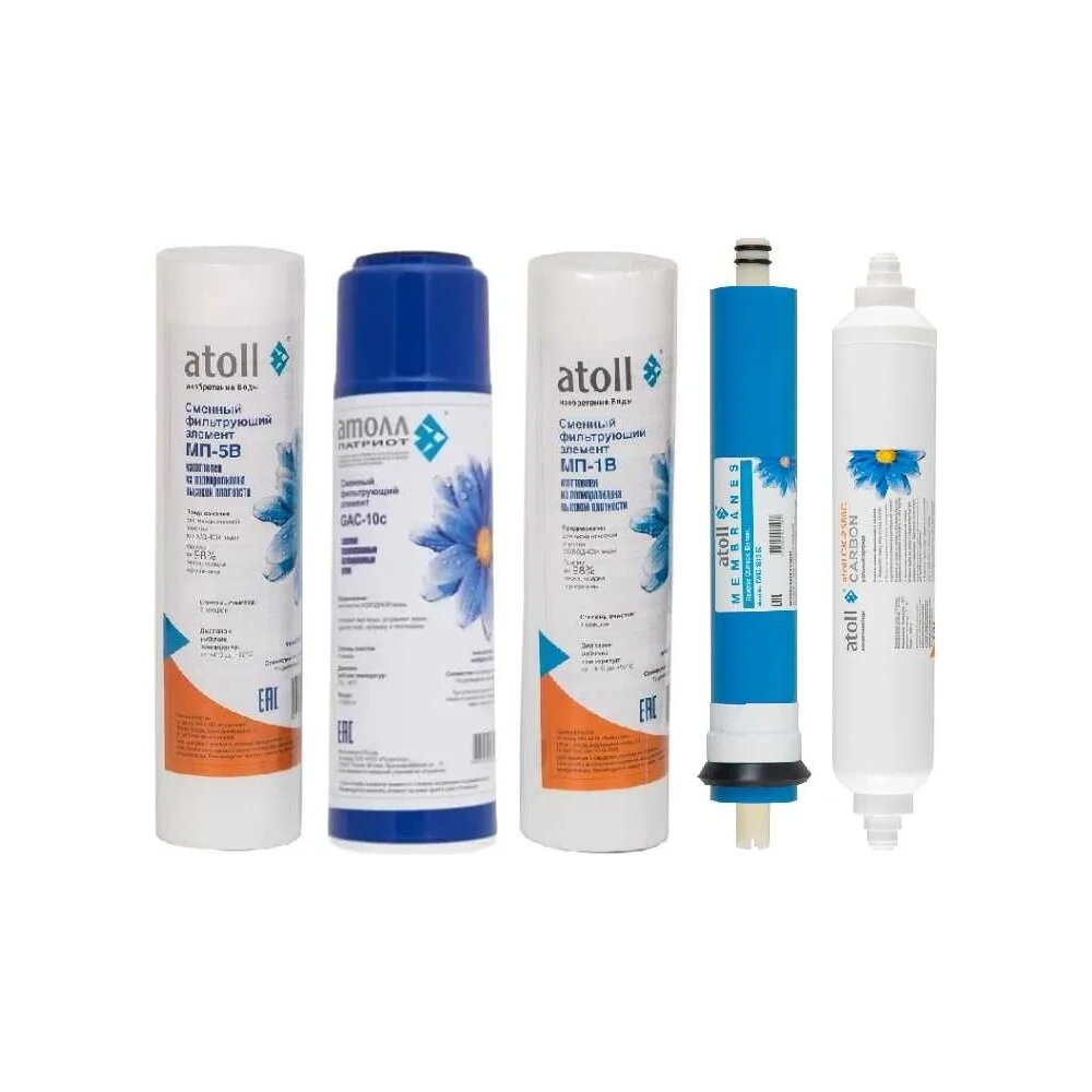 Набор картриджей Atoll №102 Патриот для многоступенчатой очистки воды с эффективным устранением загрязнений и бактерий