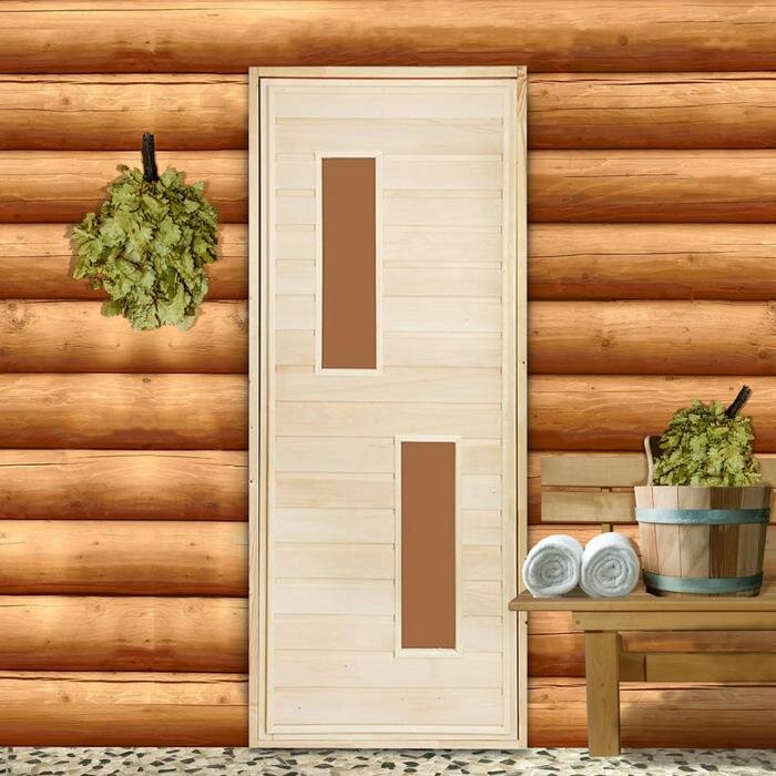 Дверь для бани со стеклом "Два стекла", 170×70см