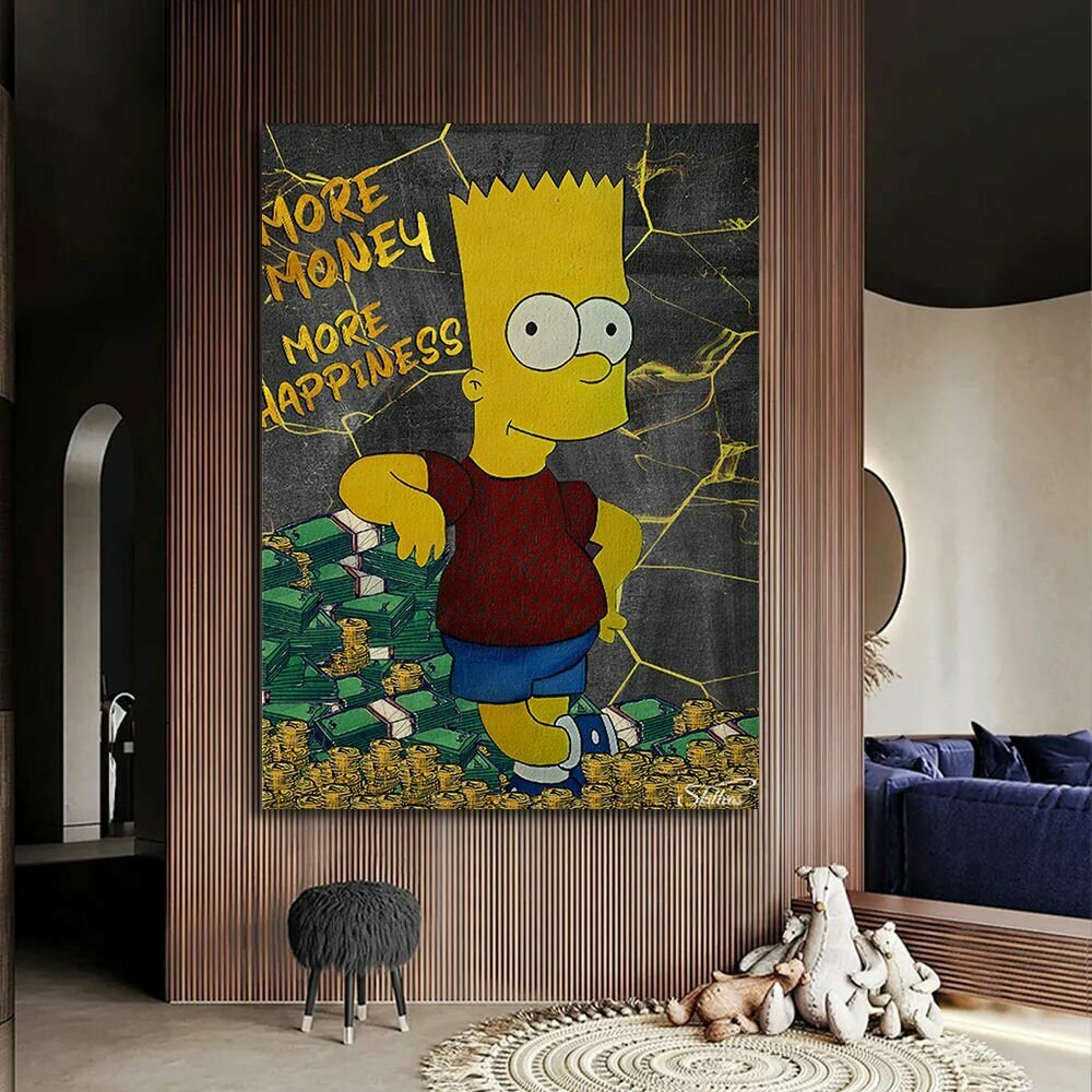 Картина "Крутой Барт", 20x30 см, холст, на подрамнике, экологичные чернила