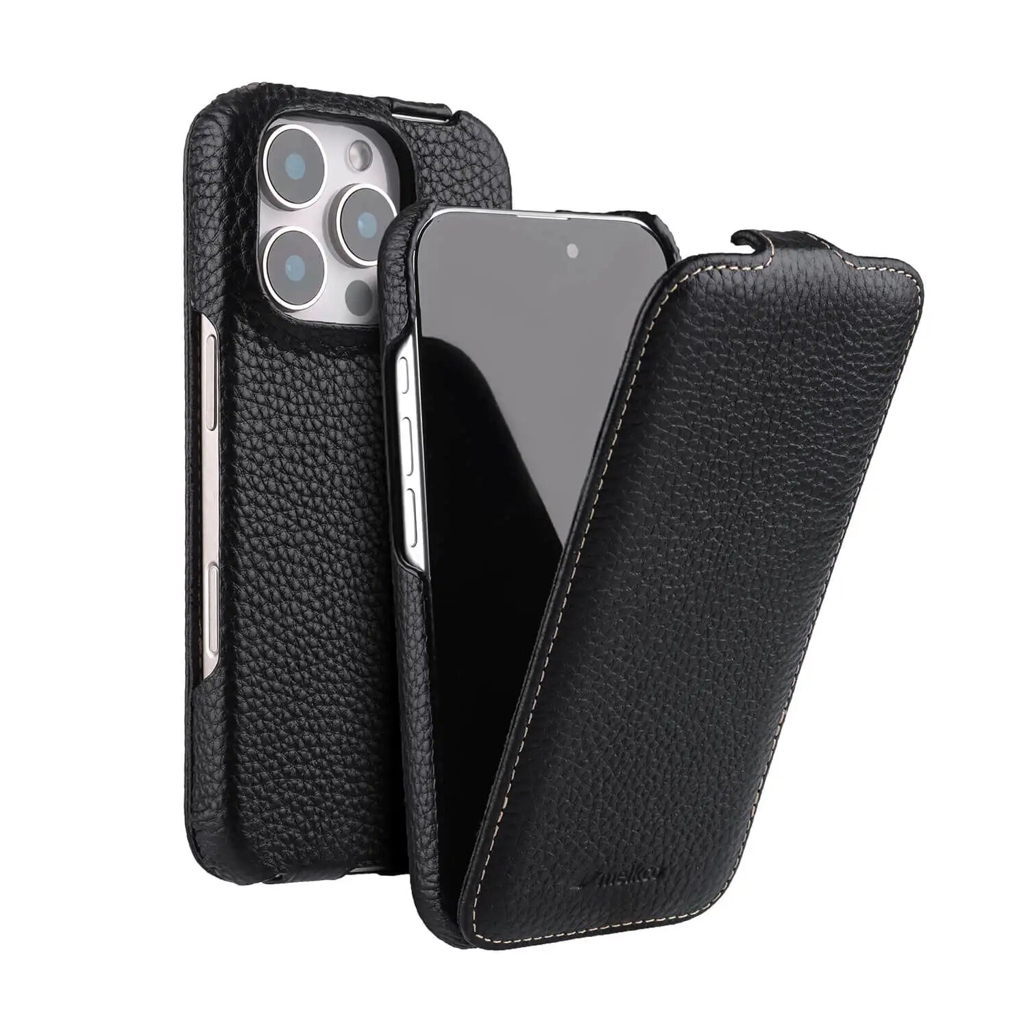 Чехол-книжка Melkco для iPhone 16 Pro Max, черный, кожа