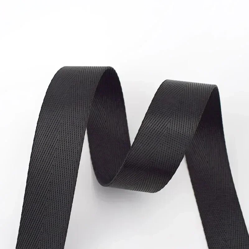 Лента нейлоновая 5м с узором "елочка" Meetee Черный, Black, 25mm