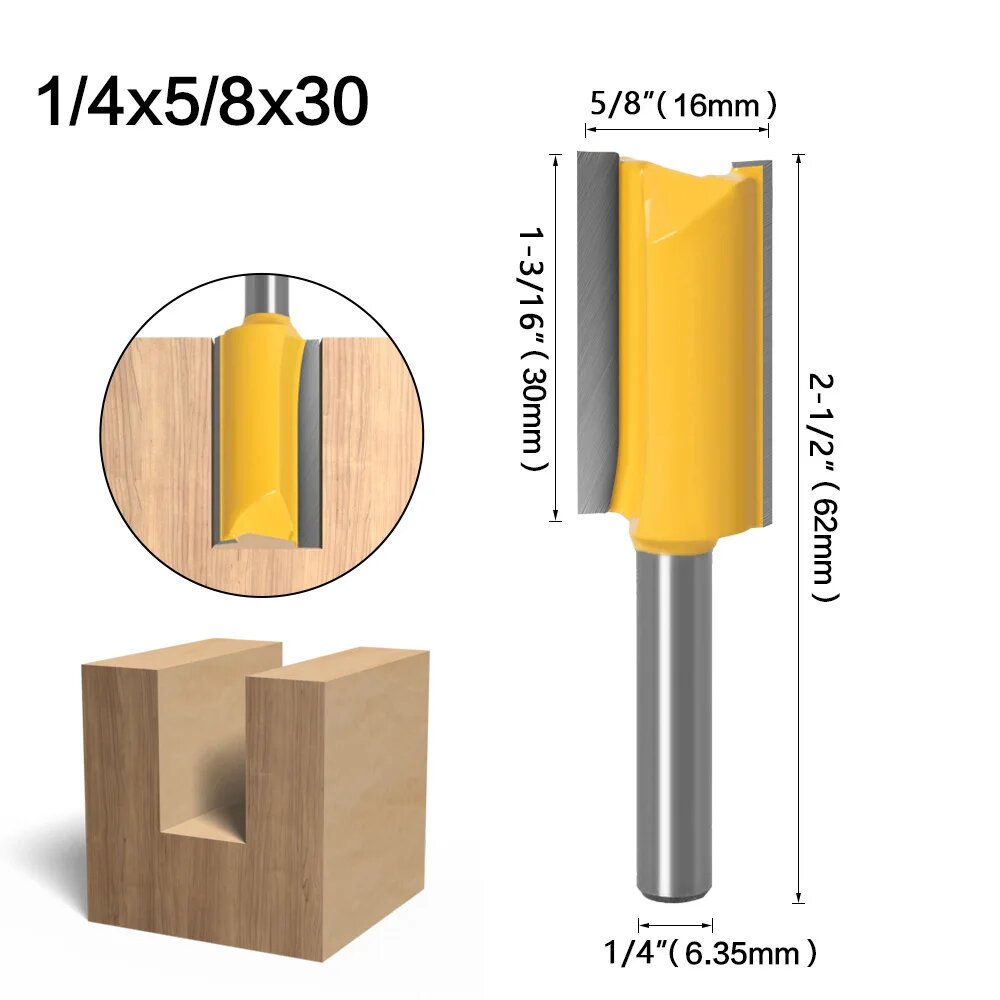 1 шт, 1/4 дюйма, 6,35 мм, фреза с хвостовиком, резьба по дереву, прямая твердосплавная фреза с 06