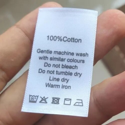 Белые тканевые этикетки для стирки 100 шт. 01