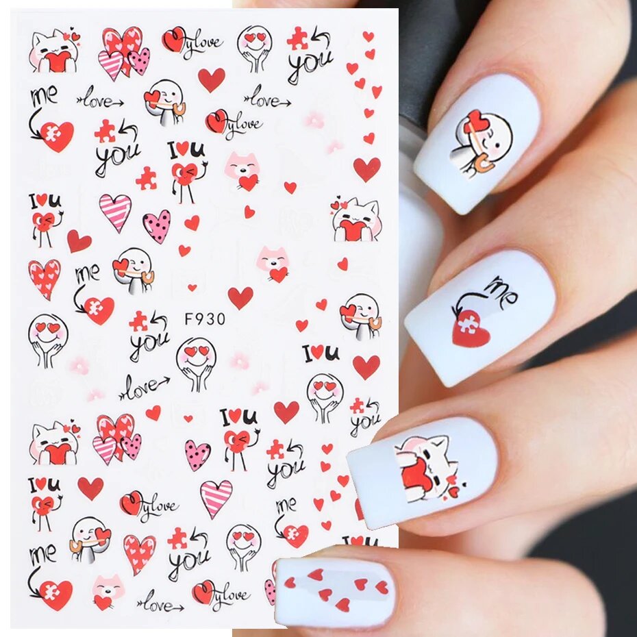 Наклейки для ногтей tomoni nailart "Любовь, маленькие люди", пара, танцевальная бабочка F930