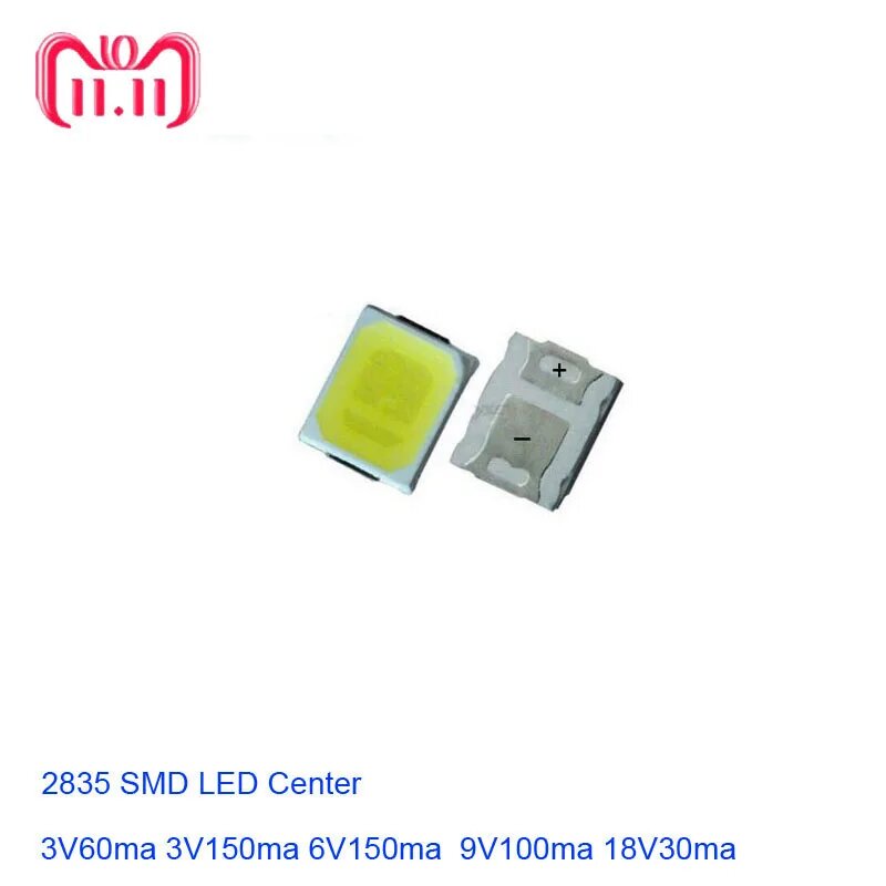 Светодиодные лампы 2835 SMD, 70CRI4000K3V60ma, 100 шт.