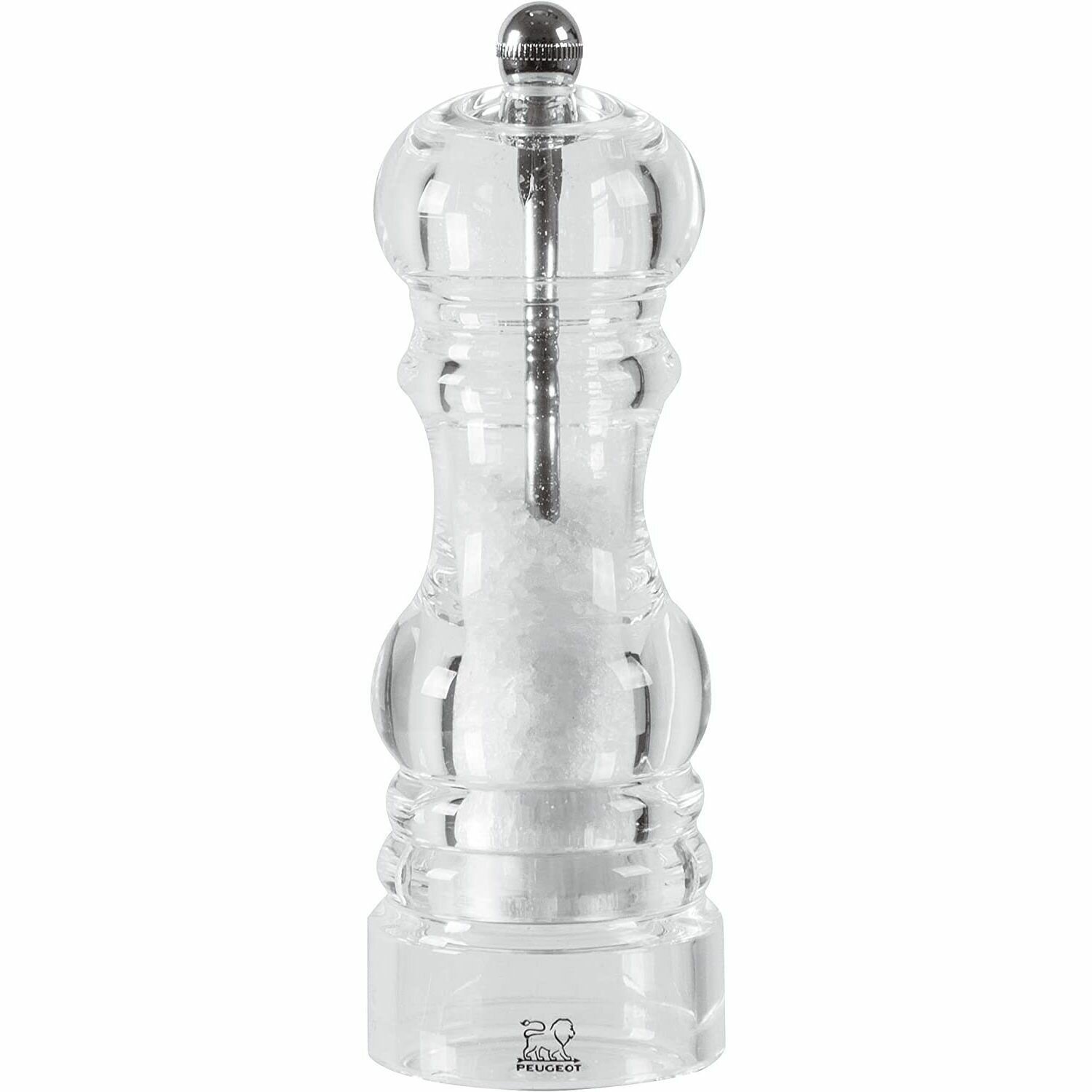 Мельница для соли, 18 см, Nancy, акриловая, прозрачная, ручная многоразовая, Peugeot.