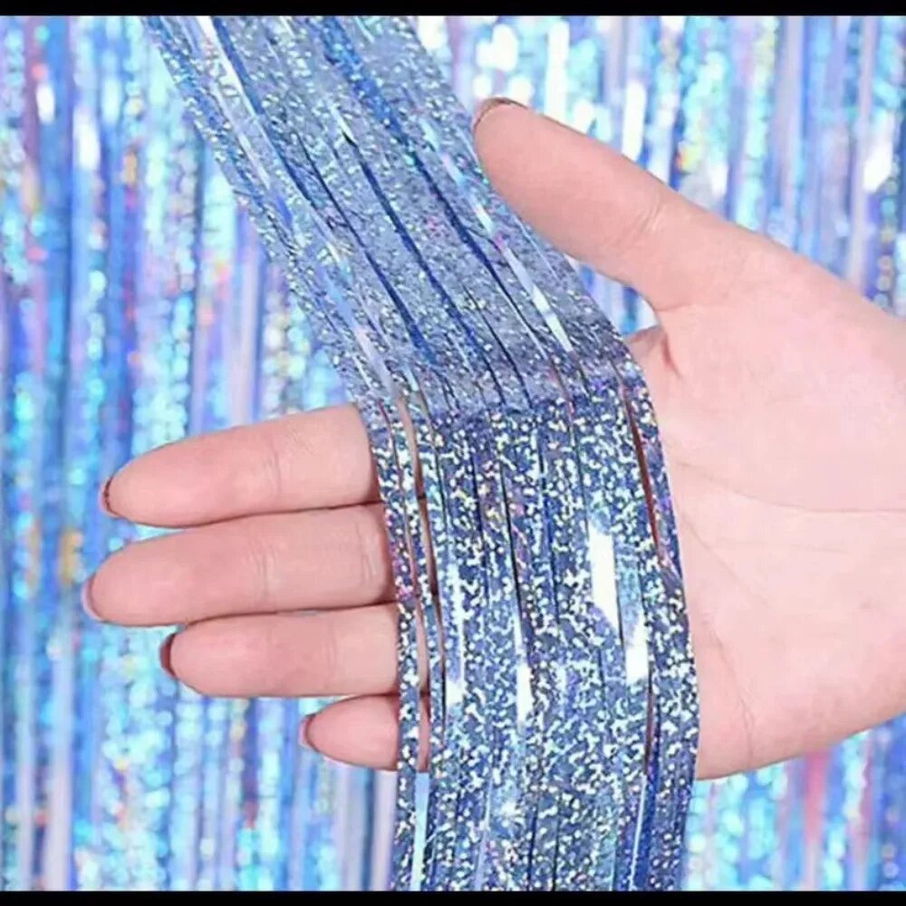 Фольгированная занавеска 2 м, серебристая, розовая, золотая Light Blue