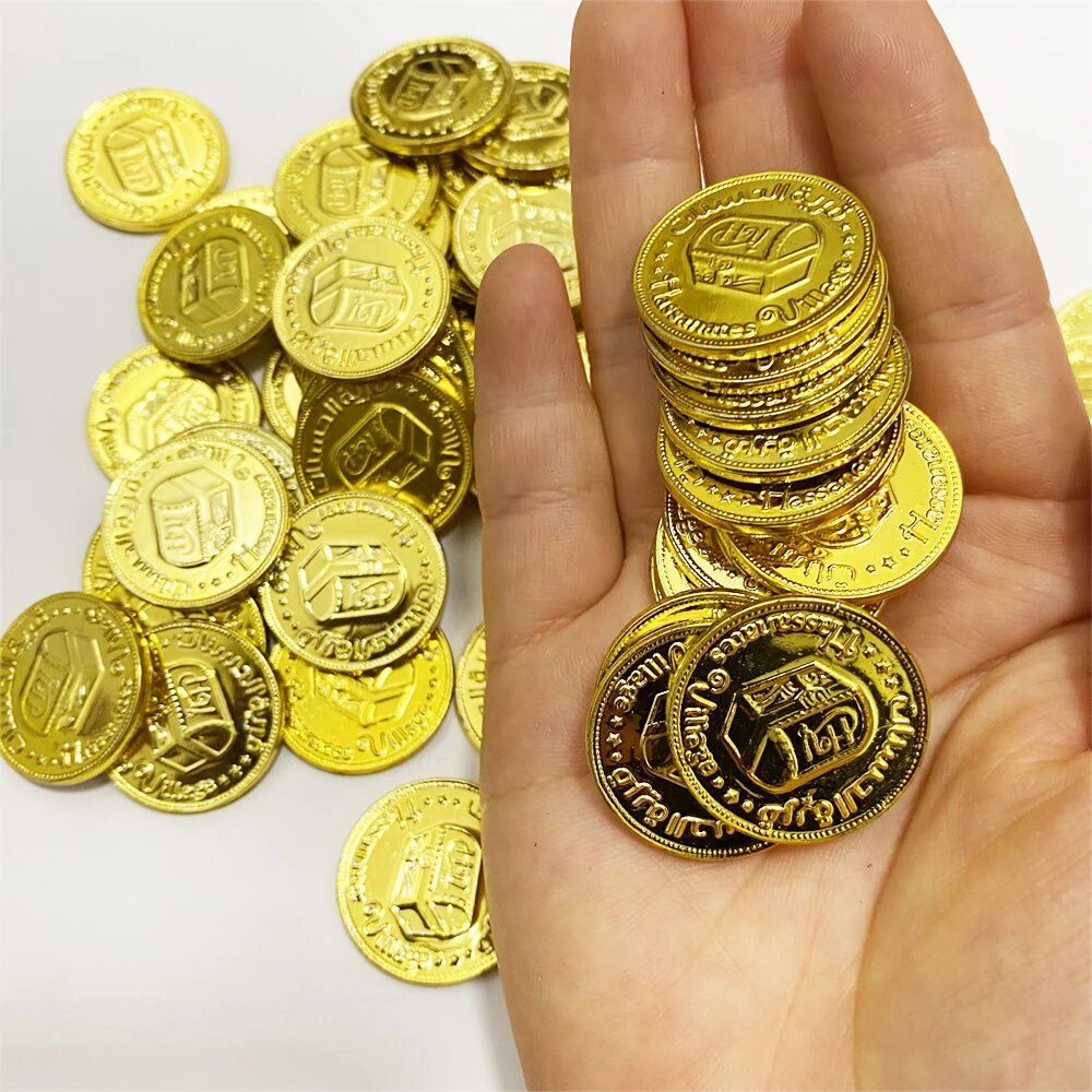 Пластиковые золотые покерные фишки 25*2 мм 50 шт