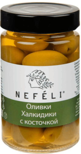 Оливки NEFELI Халкидики c косточкой /стекло/ 300мл