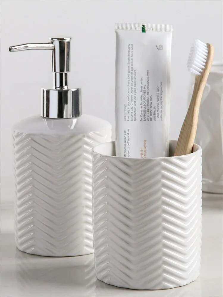 Набор для ванной минимал 2 предмета: дозатор для мыла 350 мл, стакан 350 мл, 4439046/белый