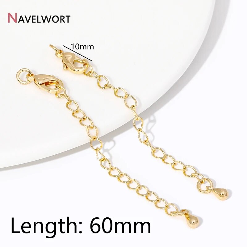 Латунные цепочки для рукоделия с золотым покрытием NAVELWORT, 65 мм, 10 10 pieces, 14K gold plated