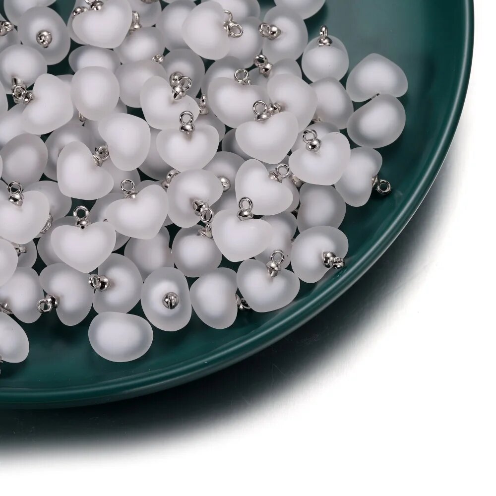 5/10 шт. несколько цветов сердце с жемчужным покрытием стекло эпоксидная смола свободные бусины-разделители для изготовления ювелирных изделий DIY ремесла аксессуары для сережек