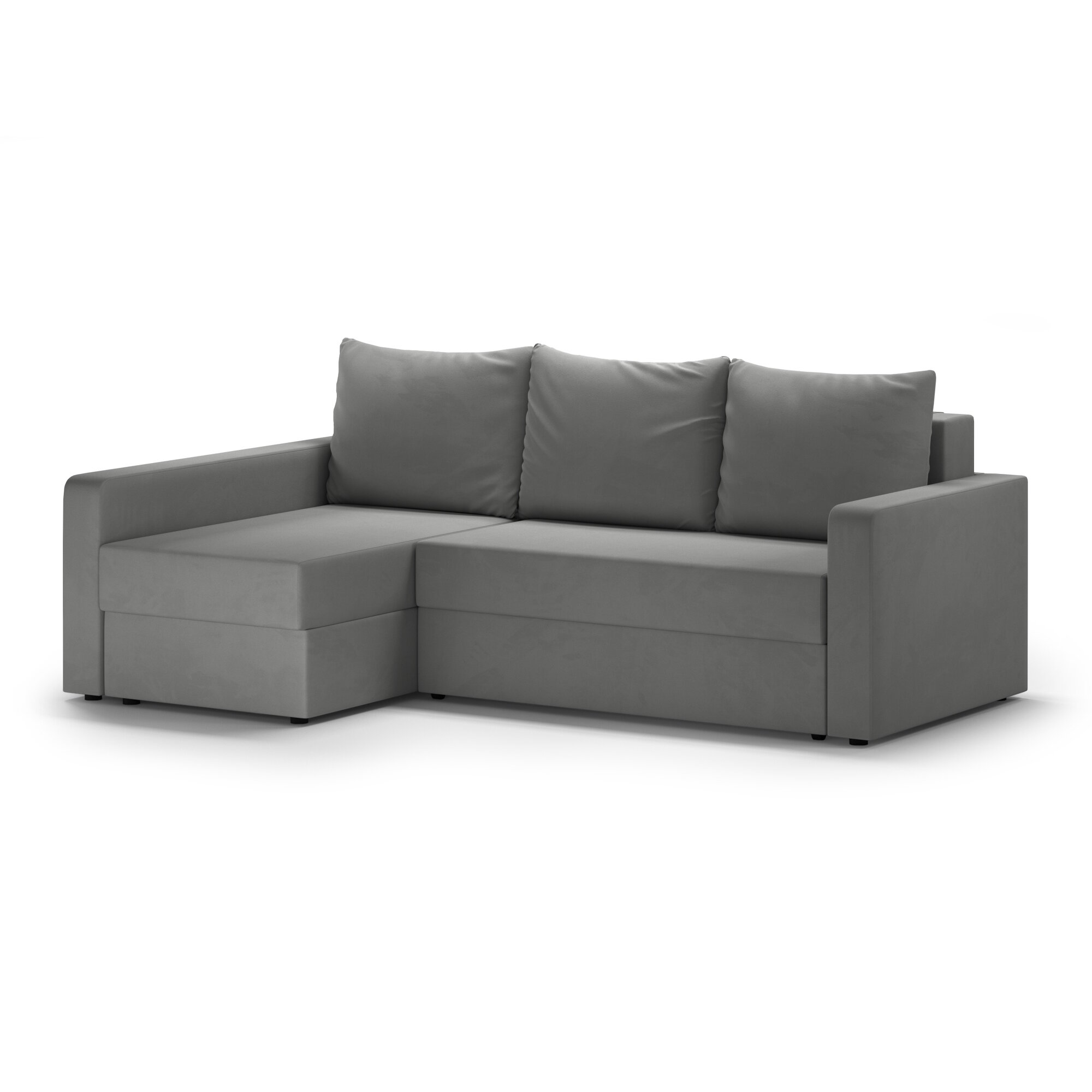 Диван угловой WESTENY "ART-104 левый" 236х155х81, 150х208, 3 места, серый велюр