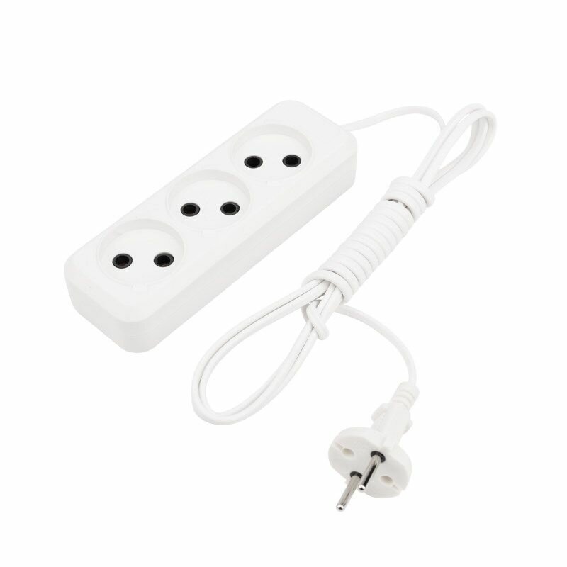 Удлинитель 3 гнезда, 3м, 2х0,75мм , б/з, белый REXANT