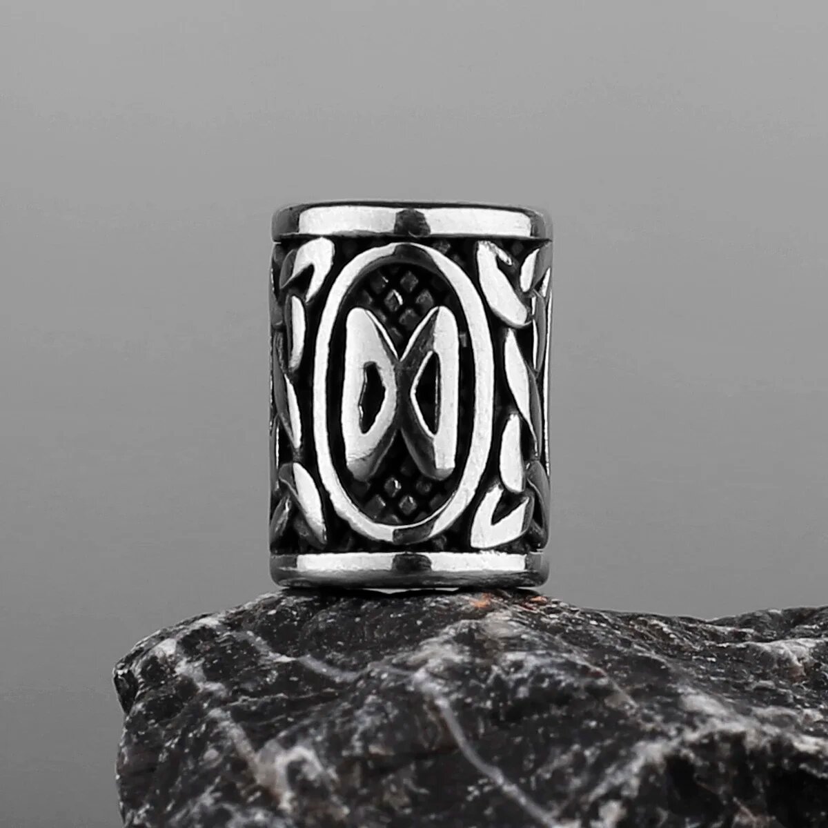 Бусина для браслета из нержавеющей стали с рунами Futhark, 6 мм, цвет D