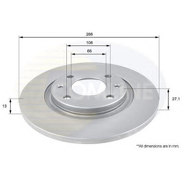 COMLINE ADC1521 (1608691680 / 4246R2 / 4246R4) диск торм cit Berlingo (Берлинго) 96-01 / pgt partner пер не вент (Комплект 2 штуки)