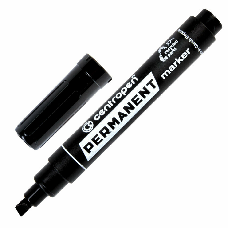 Маркер перманентный CENTROPEN 8576, черный, скошенный наконечник, 1-4,6 мм, 5 8576 0112, 151098