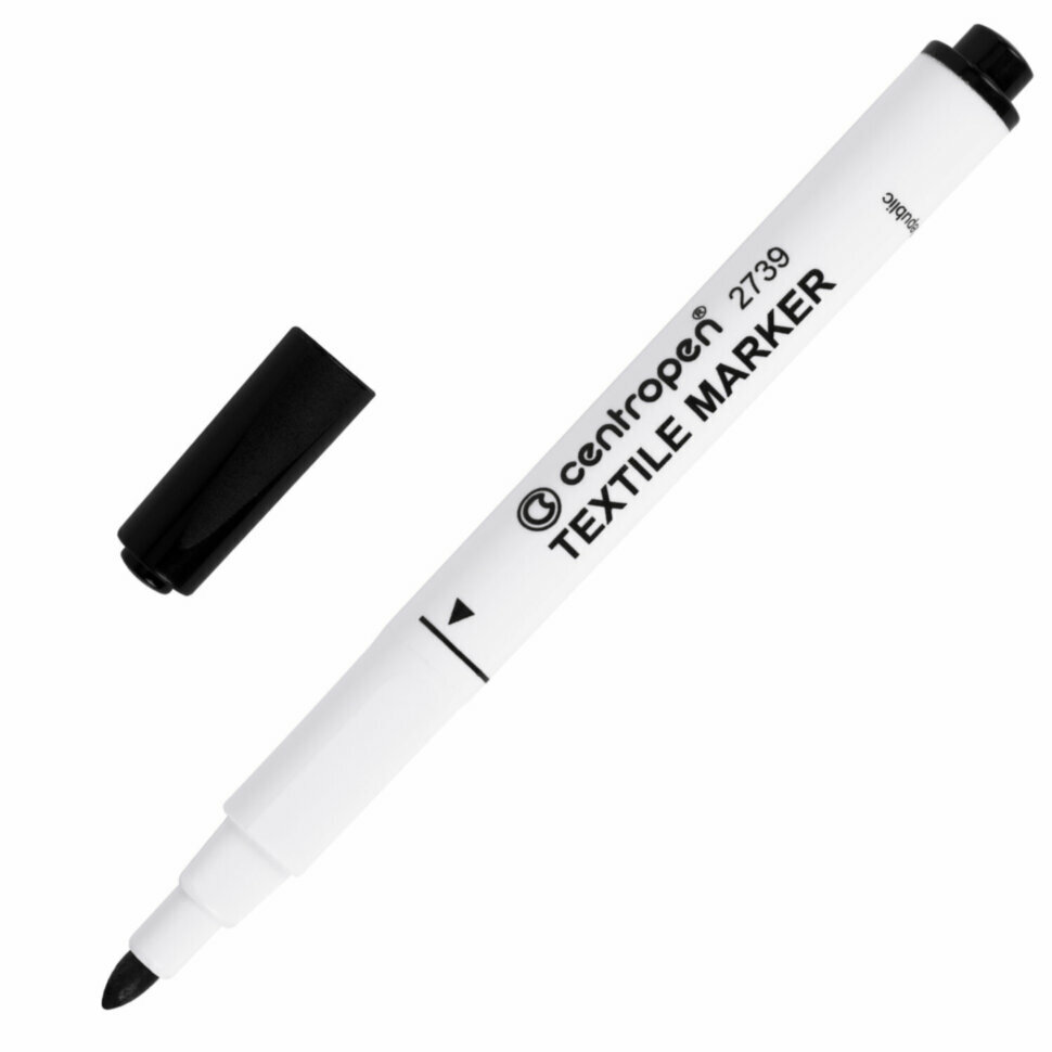 Маркер для ткани черный CENTROPEN "Textile Marker", круглый наконечник, 1,8 мм, 2739, 5 2739 9212, 151102