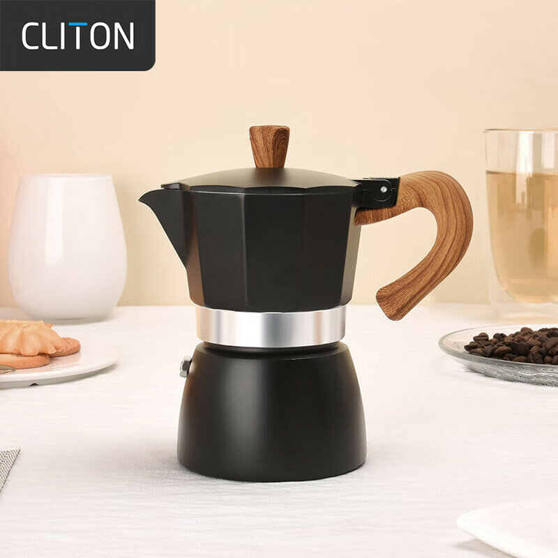 CLITON Moka Pot Household Single Valve Hand Drip Coffee Pot Eight-Angle European Outdoor Camping Italian Coffee Machine Espresso Drip Filter Pot