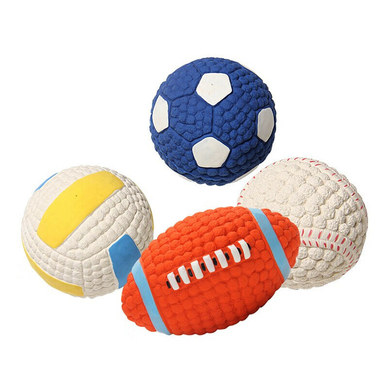 EETOYS Latex Squeaky Toy Ball Small Set of Four, Dog Toys, Fun Interactive Teething Companion, Boredom Relief Pet Supplies