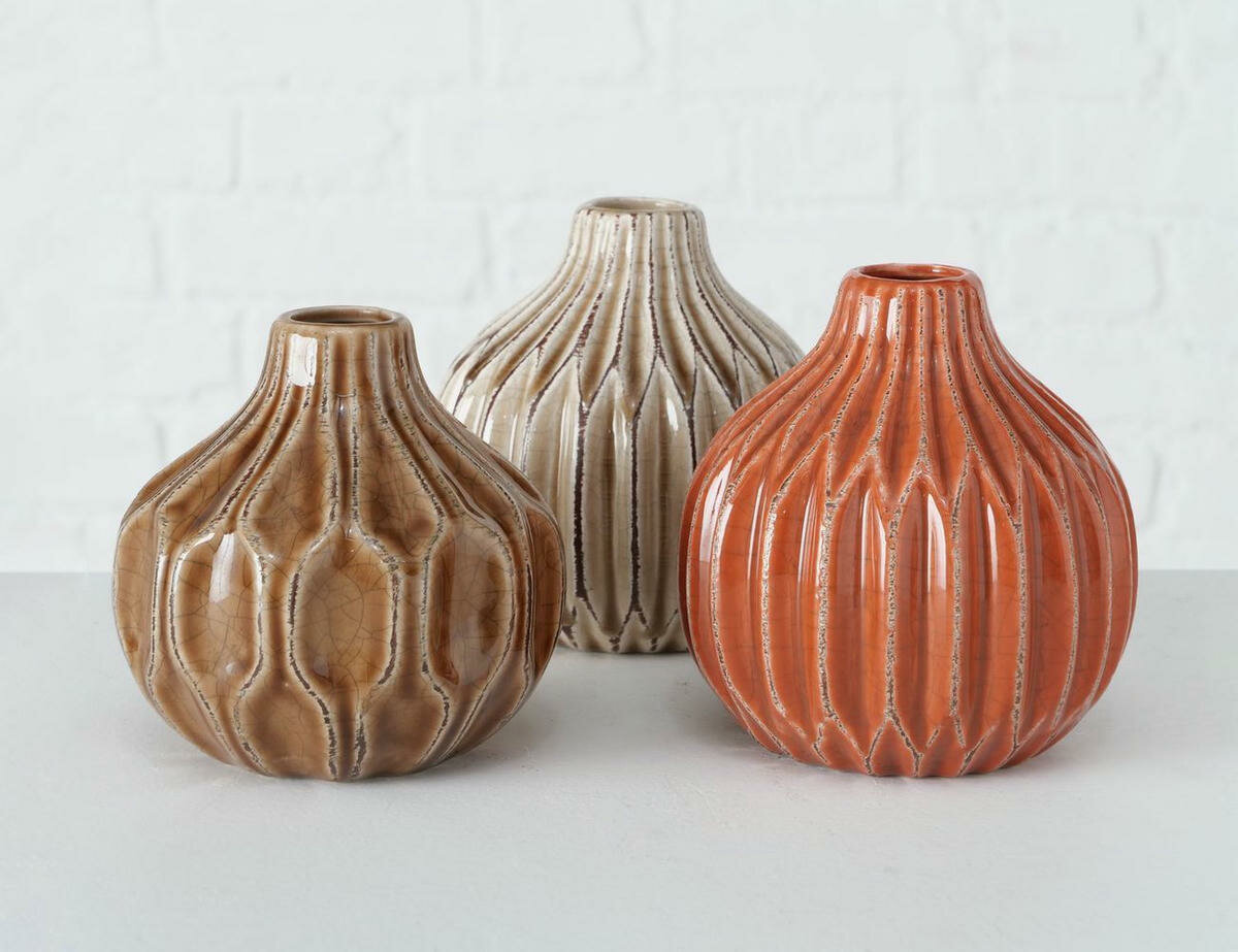 Набор декоративных ваз, керамика, 12 см, 3 шт, Boltze