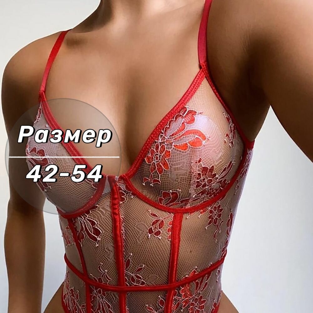 Женский сексуальный комбинезон из прозрачной сетки, красная вышивка, неконтролируемое сексуальное искушение, размер 42-54