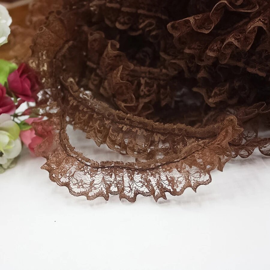 Полиэстер/нейлон кружево 2.3см purple 2 ярда Коричневый, R12-Ruffled lace