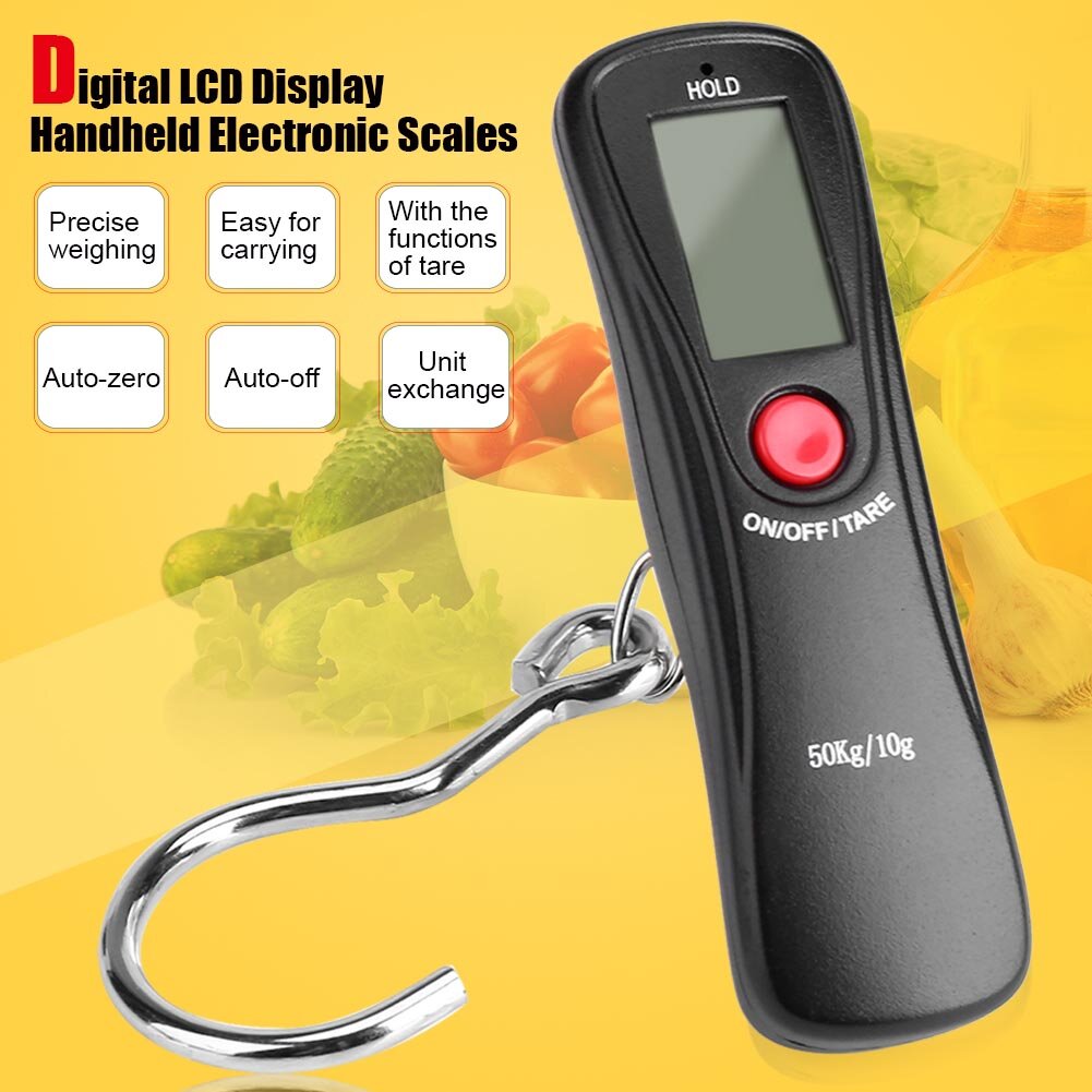 Цифровые весы для багажа 50 кг с ЖК-дисплеем, электронные ручные дорожные весы с точностью до 10 г, портативные и легкие