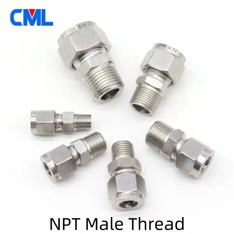 Соединитель компрессионный из нержавеющей стали SS 304, 1-4 NPT, 6mm Tube OD