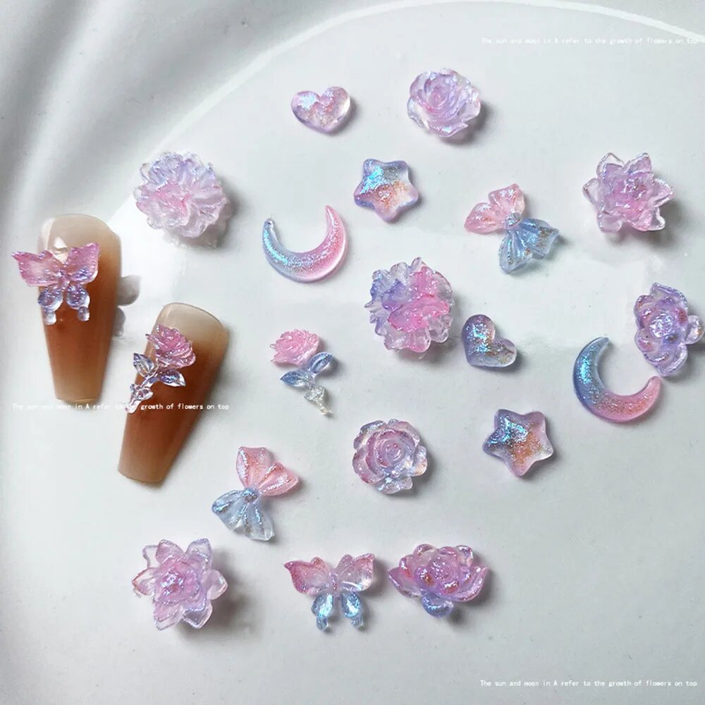 Подвески для ногтей 50pcs Mix, светящиеся