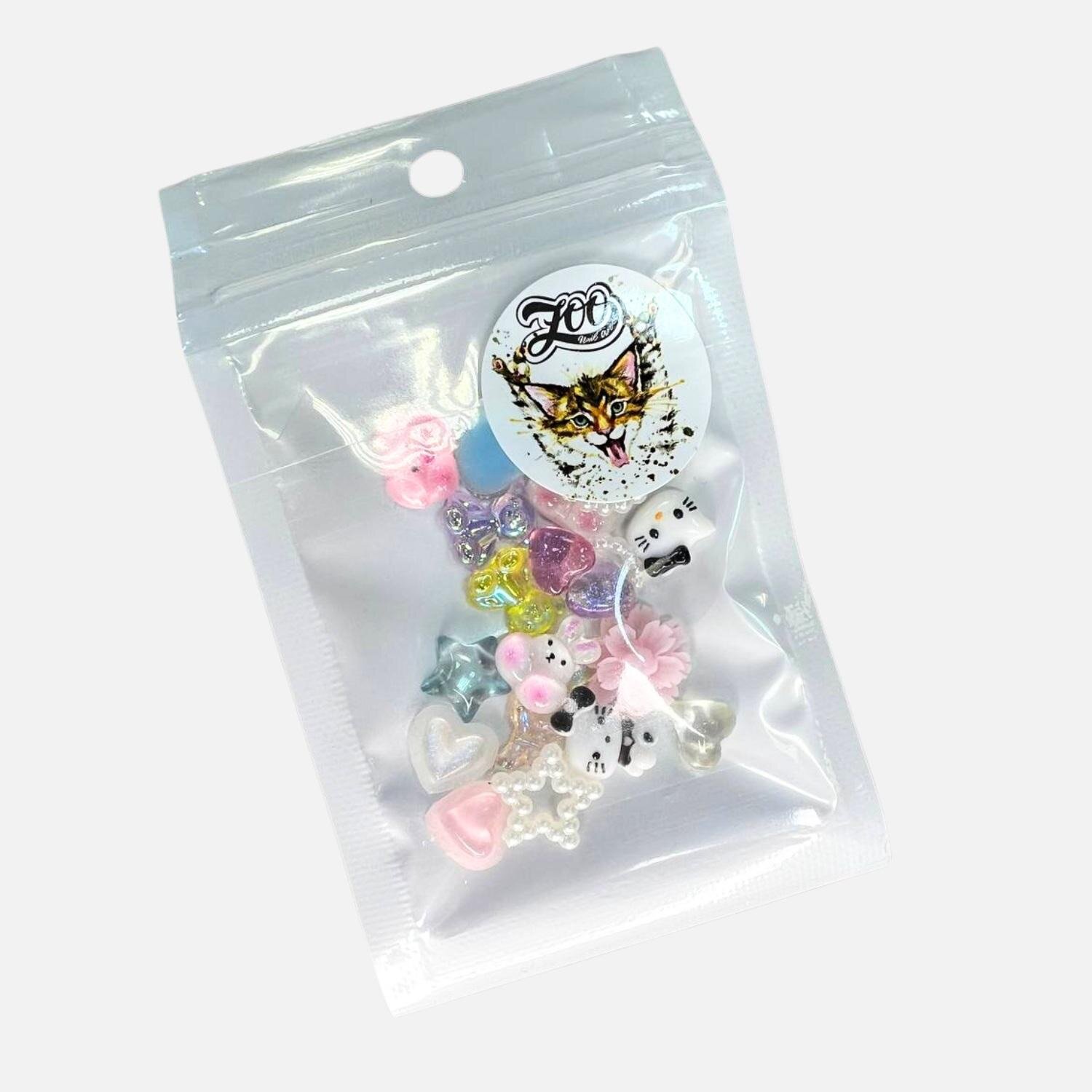 Zoo Nail Art 1865 Микс объёмных фигурок 20 шт, рандомный набор, пластик