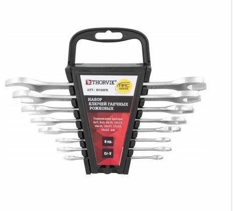 Набор ключей гаечных рожковых серии ARC на держателе 6-22 мм Thorvik W1S8PR