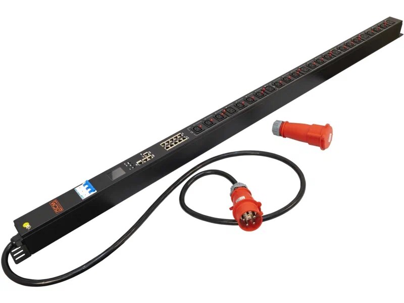 Блок распределения питания Powercom PDU-32AVMS24-18C3-6C9-3P верт. размещ. C13 C19 с сетевым монитори