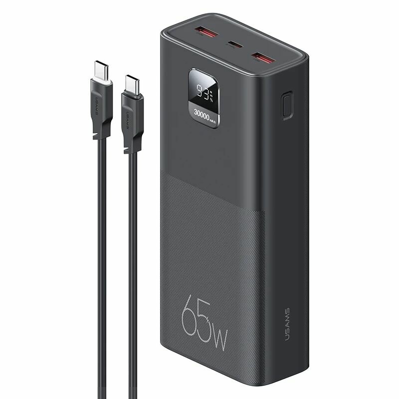 USAMS 65W Power Bank 30000mAh PD Quick Charge SCP FCP Powerbank Портативное внешнее зарядное устройство для iPhone Samsung Xiaomi Laptop Table