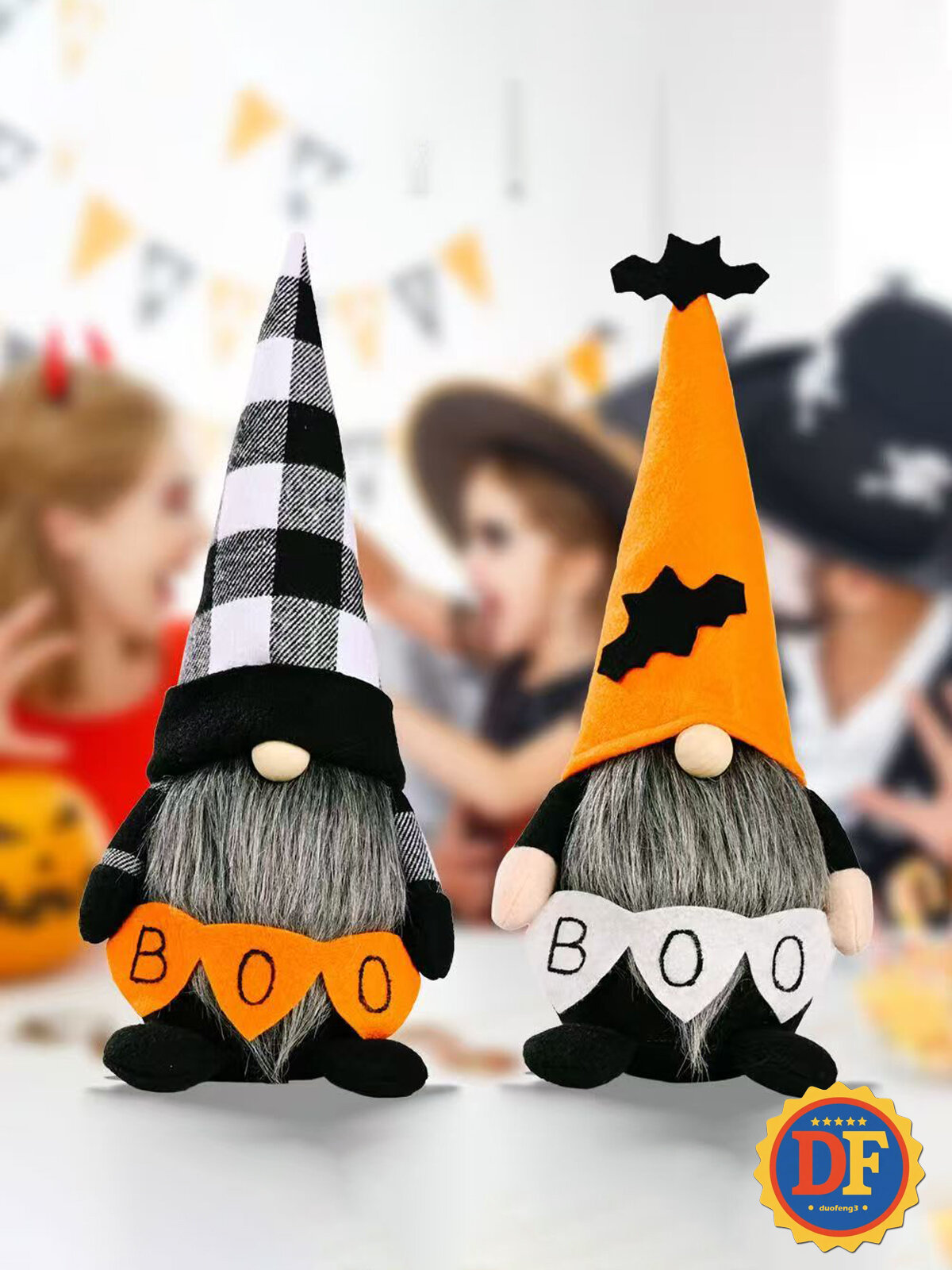 Рудольф олень с флагом Хэллоуин, 30 см, стоячий, 2 дизайна, наполнитель ПП хлопок + каменная крошка，2 шт.