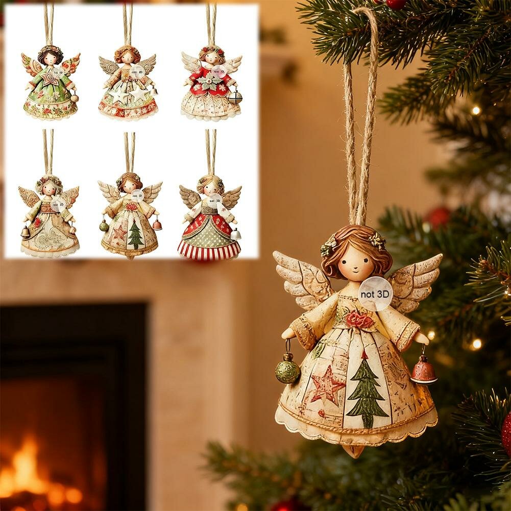 6/12/24 шт Деревянный кулон Ангел, Его можно подарить на день рождения.