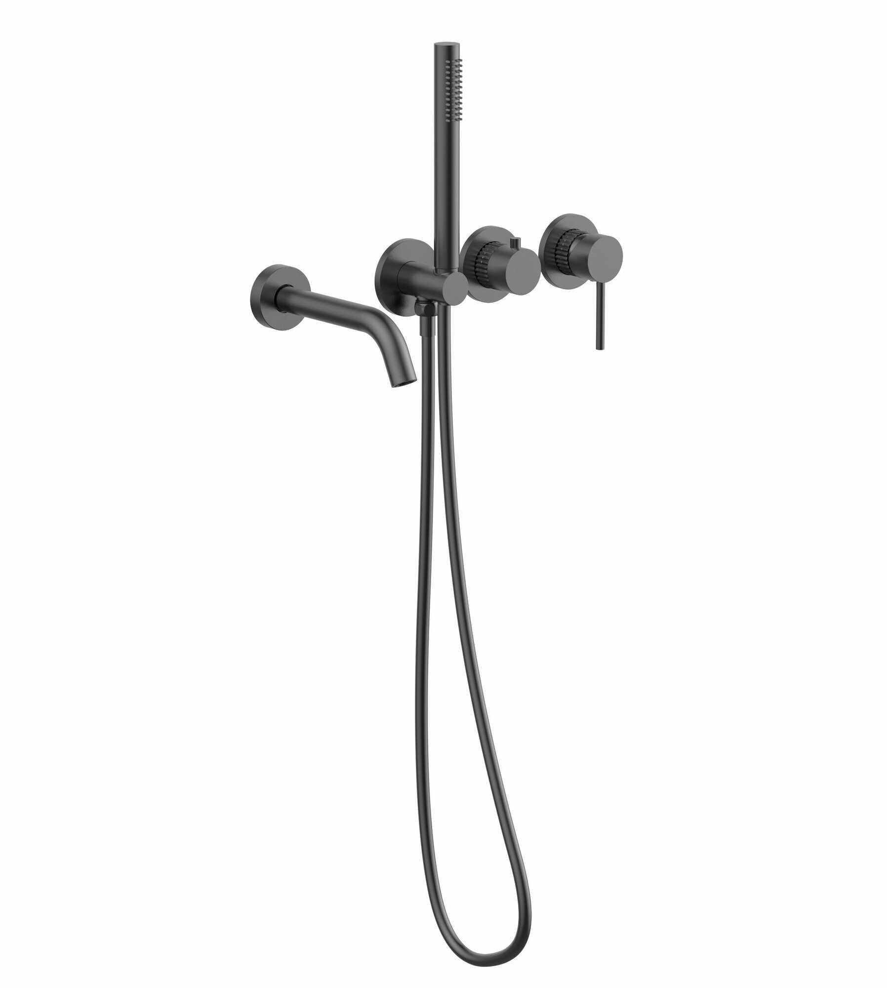 Смеситель для ванны Vincea Groove VBTW-4G1GM вороненая сталь, рычажное управление, латунь