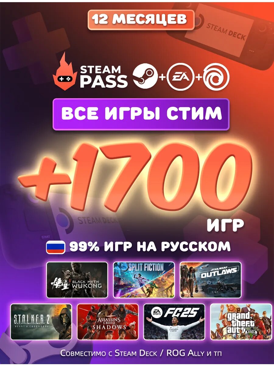 Подписка на игры Steam 12 месяцев базовая
