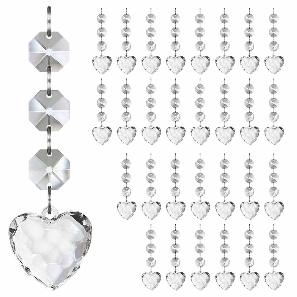 Рождественский кулон в виде снежинки из прозрачного акрилового хрусталя, 30 шт.-набор форме сердца