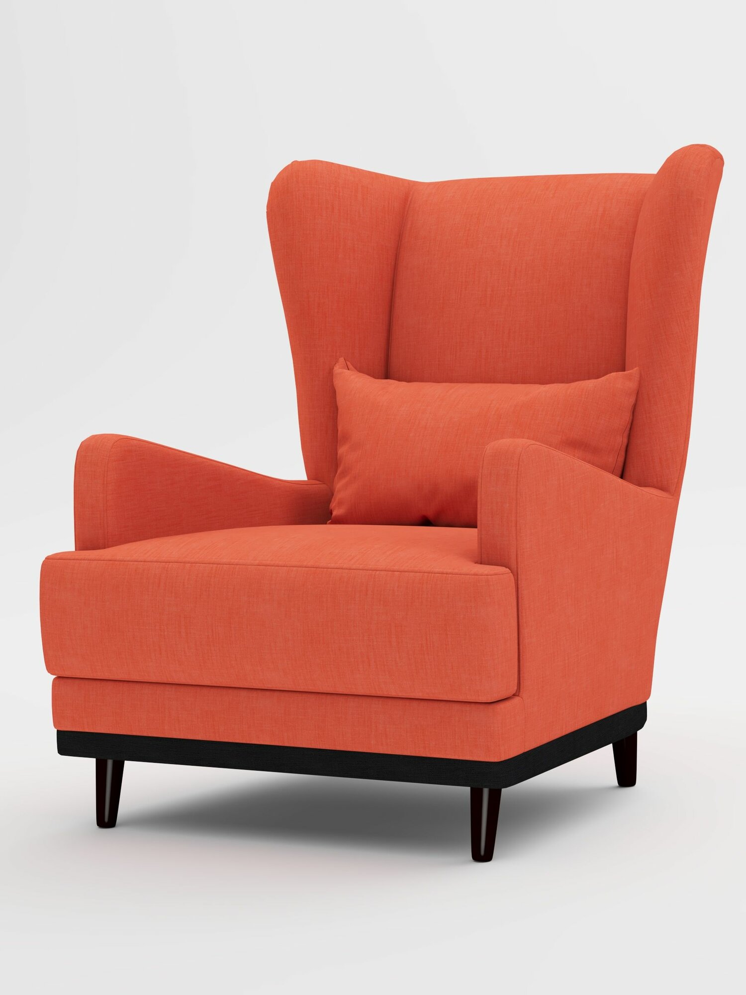 Кресло мягкое для дома, отдыха в гостиной Марсель от W&B, рогожка, цвет: коралловый